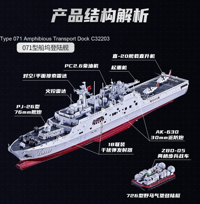 IRON STAR Type 071 Amphibious Transport Dock 3D Metal Model Kits DIY ...